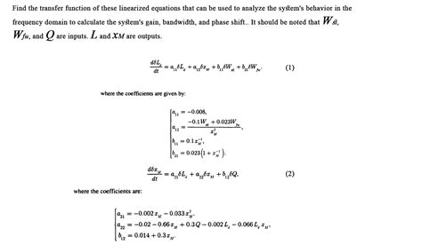 Solved Find The Transfer Function Of These Linearized