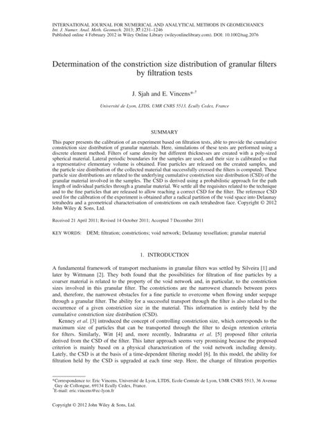 Pdf Determination Of The Constriction Size Distribution Of Granular
