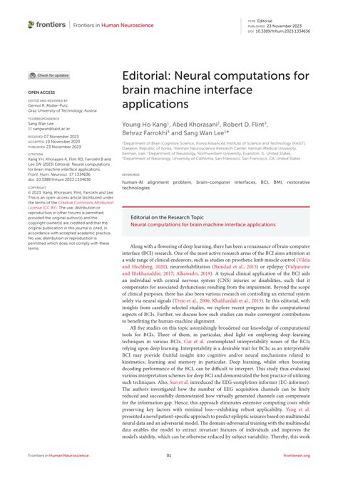Pdf Editorial Neural Computations For Brain Machine Interface Applications