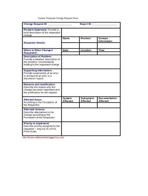Sample Template Change Request Sample Template Change Request Doc Template PdfFiller