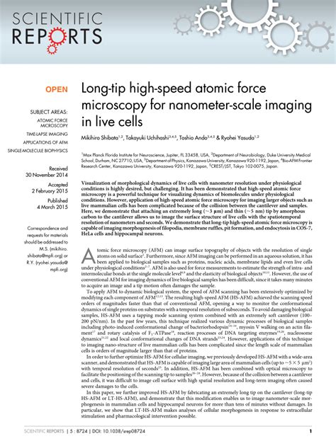 Pdf Long Tip High Speed Atomic Force Microscopy For Nanometer Scale
