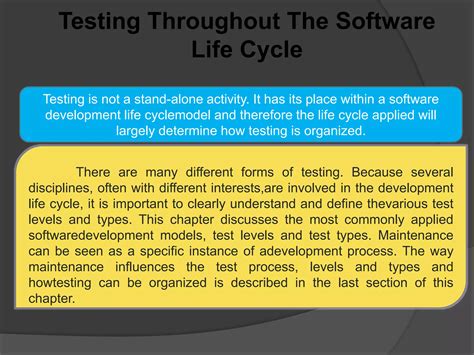 Testing Throughout The Software Life Cycle Ppt