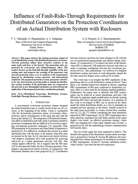 Influence Of Fault Ride Through Requirements For Distributed Generators On The Protection