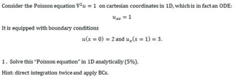 Solved Consider The Poisson Equation V U 1 On Cartesian