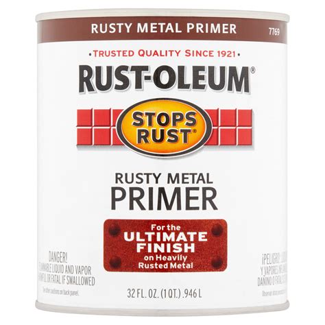 Rusty Metal Primer Rust Oleum Stops Rust Primers Quart Walmart Com