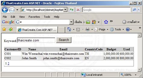 C Aspnet Oracle Search Record Pagingpagination