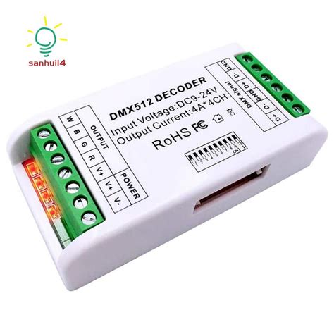 Mini 4 Channel DMX RGBW Decoder 16A RGB RGBW Strip Controller DMX 512 Dimmer Driver For LED