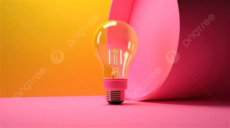 분홍색 배경에 노란색 전구의 활기찬 만화 스타일 3d 렌더링 램프 3d 3d 전구 아이디어 3d 배경 일러스트 및 사진 무료 다운로드 Pngtree