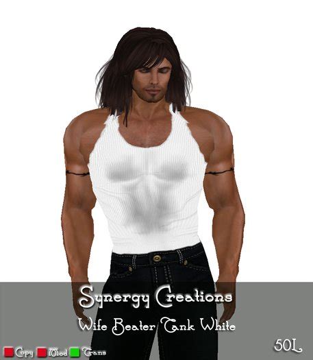 Second Life Marketplace Synergy ~ Mens Wife Beater Tank White