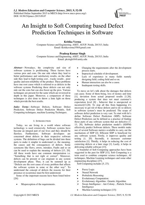 Pdf An Insight To Soft Computing Based Defect Prediction Techniques