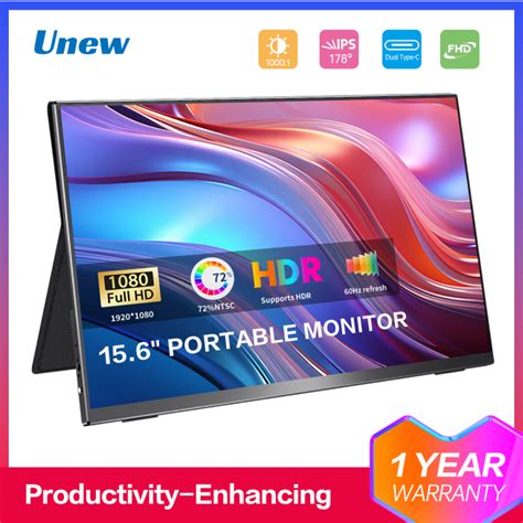 Unew Portable Monitor 15 6 Inci 1080P IPS Jenis C Mobile Monitor Serasi Dengan PS4 XBOX Switch