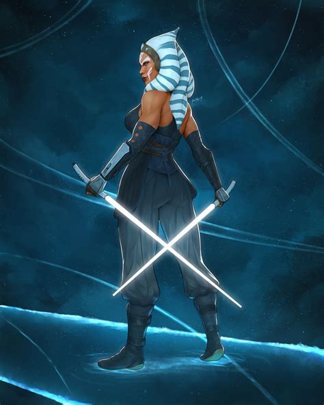 Safebooru 1girl Absurdres Ahsoka Tano Alien Bare Shoulders Blue Eyes Boots Breasts Colored