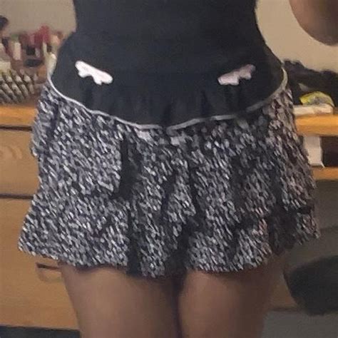 Cutesy Coquettish Frilly Black Skirt With Pink Depop