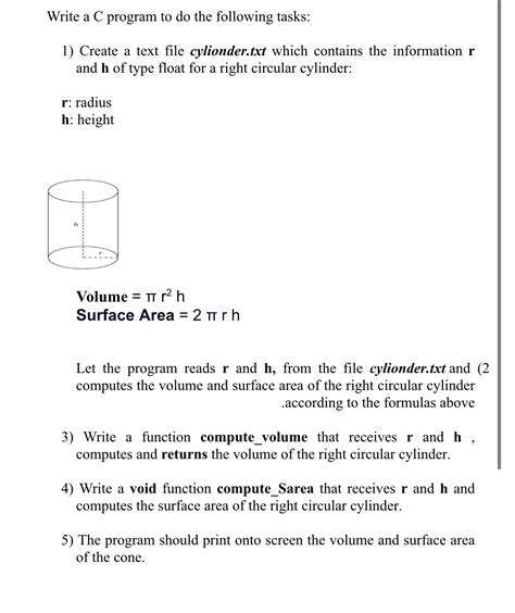 Solved Write A C Program To Do The Following Taskscreate A