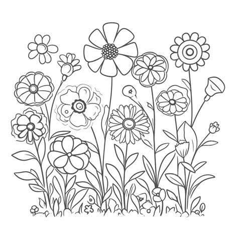 꽃 개요 스케치 드로잉이 있는 간단한 꽃 색칠 페이지 벡터 화려한 꽃 그리기 화려한 꽃 개요 화려한 꽃 스케치 Png 일러스트 및 벡터 에 대한 무료 다운로드