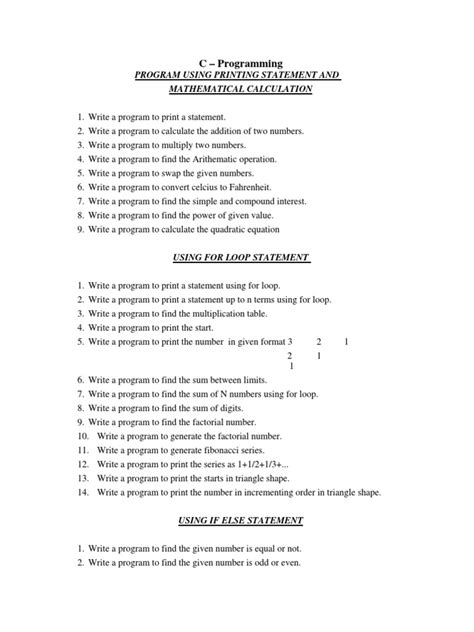 c programming program using printing statement and mathematical