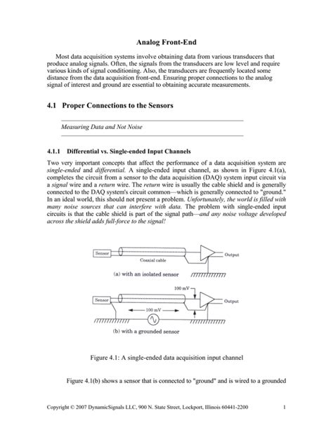 Analog Front End 41 Proper Connections To The Sensors