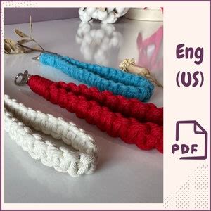 Macrame Keychain Pattern PDF Wristlet Key Chain Macrame For Beginners Macrame Lanyard Boho