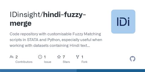 Github Idinsighthindi Fuzzy Merge Code Repository With Customisable Fuzzy Matching Scripts