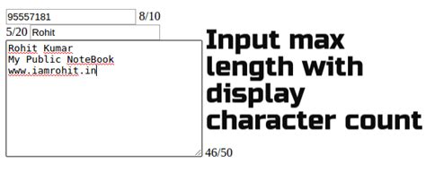 Set Input Max Length With Display Character Count Jquery Plugin