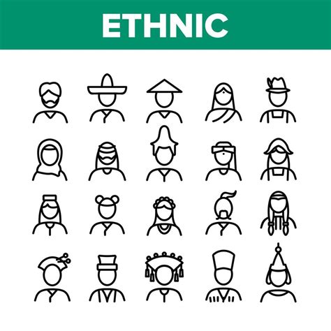 Ethnic World People Collection Icons Set Vector 9951038 Vector Art At