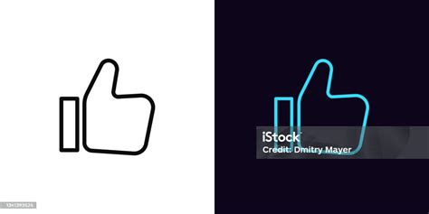 편집 가능한 스트로크로 엄지 손가락 위로 아이콘을 간략하게 설명합니다 기호와 같은 선형 픽토그램 승인 검은색에 대한 스톡 벡터