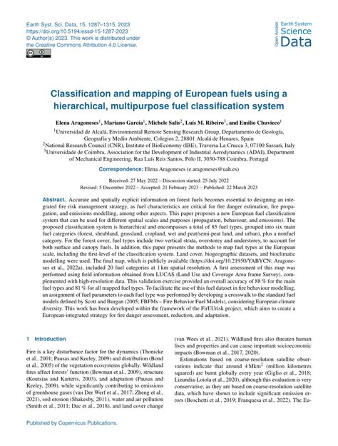 Pdf Classification And Mapping Of European Fuels Using A Hierarchical Multipurpose Fuel
