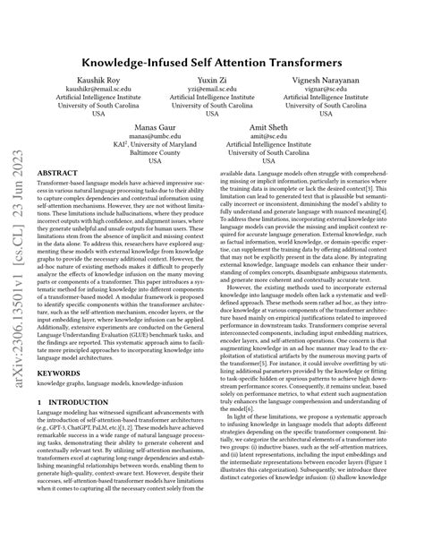 Pdf Knowledge Infused Self Attention Transformers