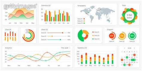Dashboard Template Ui Design With Graph Chart Data Digram Set Modern Infographic Interface