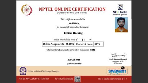 Karthick T On Linkedin Ethicalhacking Cybersecurity Nptel Lifelonglearning Upskilling…