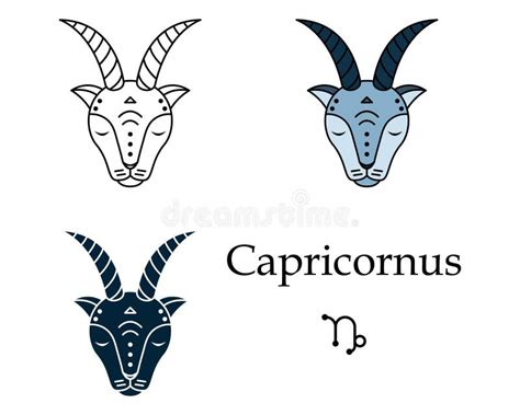 Vector Illustration Of A Zodiac Sign Capricornus Line Art Simple Style Stock Vector