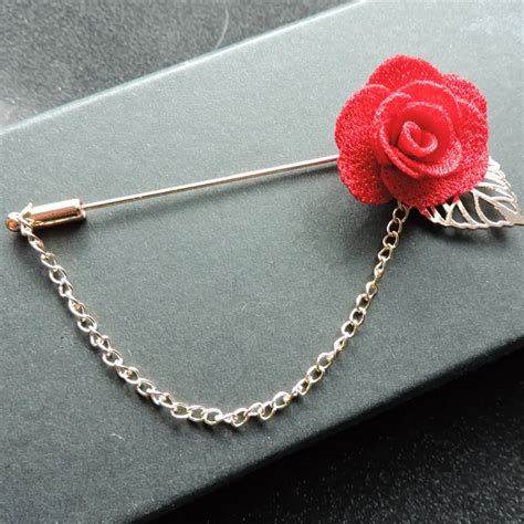 Bovvsky Gold Tassel Chain Lapel Flower Metal Leaf Brooch Handmade Boutonniere Stick Brooch Pin