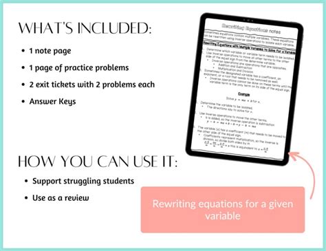 Rewriting Equations For A Variable Mini Lesson 8th 9th 10th Grades