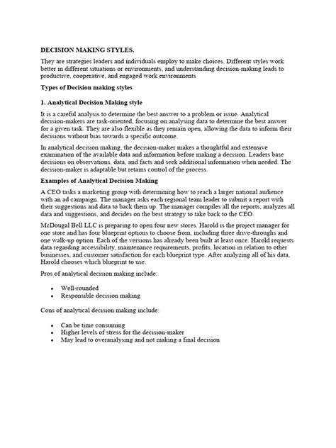 decision making styles pdf decision making data