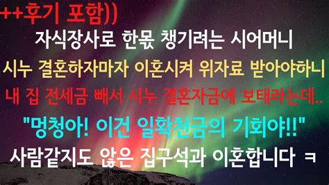 사이다사연후기포함 시누를 결혼시키려는 이유가 위자료를 벌기 위함이라며 우리 집 전세금을 빼서 결혼자금에 보태라고 요구하는 상황이다 라디오드라마 Youtube