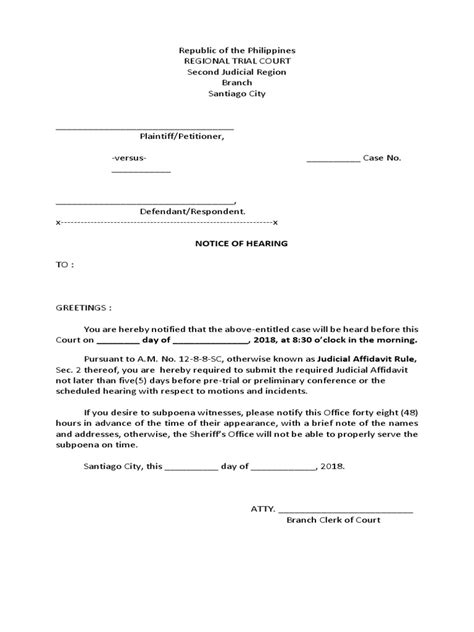 Notice Of Hearing Pdf