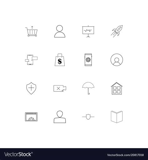 Web Linear Thin Icons Set Outlined Simple Vector Image