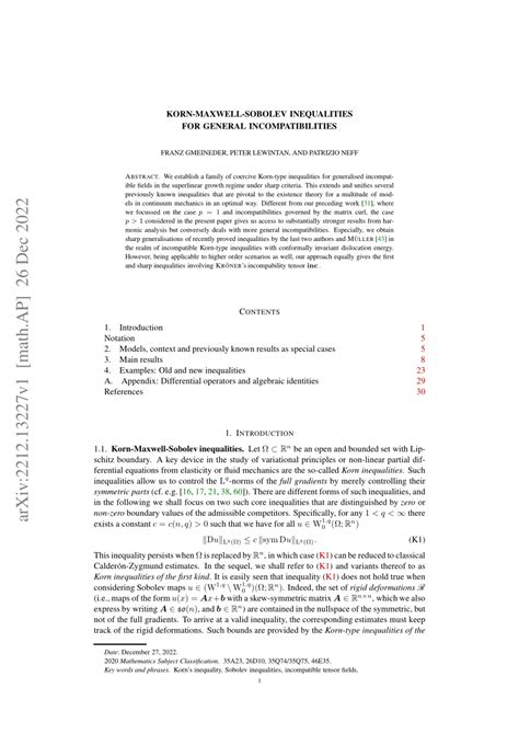 Pdf Korn Maxwell Sobolev Inequalities For General Incompatibilities