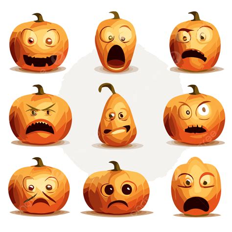 Pumpkin Faces Vector Sticker Clipart Cute Jackolantern Animated