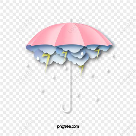 크리 에이 티브 핑크 우산 일러스트 디자인푸른 구름빗방울 Png 일러스트 무료 다운로드 Lovepik