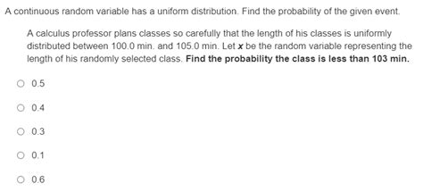 Solved A Continuous Random Variable Has A Uniform Chegg