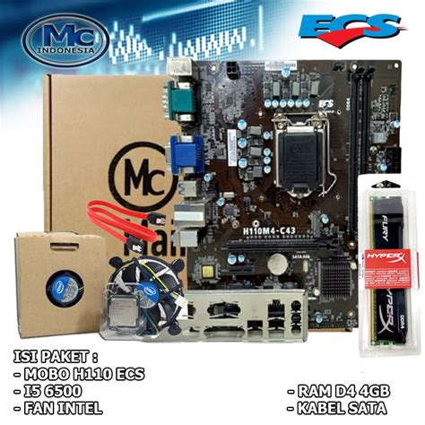 Jual Mobo H110 Soket LGA 1151 Processor Intel Core I5 6500 Fan Shopee Indonesia