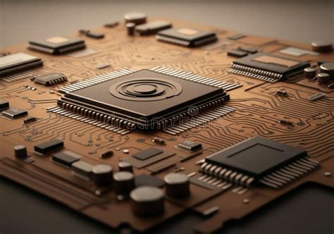 Close Up Of A Detailed Microprocessor On A Circuit Board Stock Image Image Of Engineering