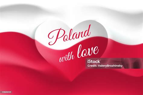 사랑으로 폴란드 하트 모양의 파도폴란드 국기 폴란드 국기의 색상 배경입니다 하트 모양 벡터 일러스트레이션 개념에 대한 스톡 벡터 아트 및 기타 이미지 Istock
