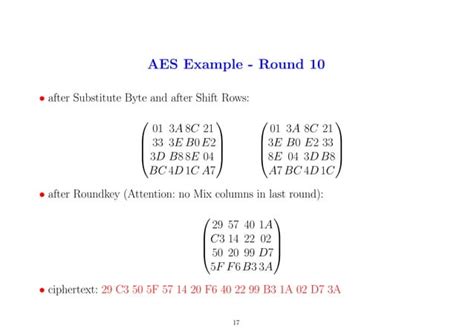 Aes Solved Example On Encryption All Rounds Pdf
