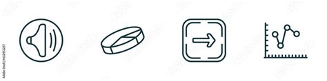 Set Of 4 Linear Icons From User Interface Concept Outline Icons Included Medium Volume 3d Pie
