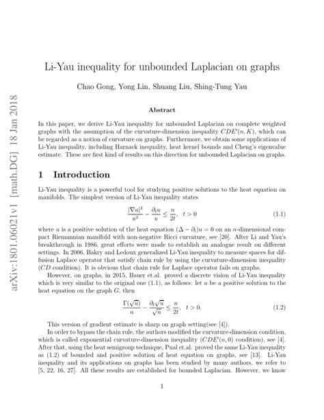 Pdf Li Yau Inequality For Unbounded Laplacian On Graphs