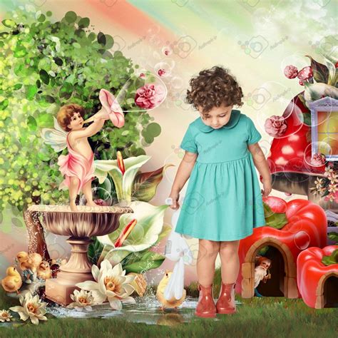 دانلود بک گراند لایه باز کودک باغ رویایی کد 31045 عکس گراف