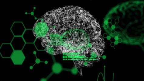 Animating Brain Structure And Neural Network Over Green Molecular