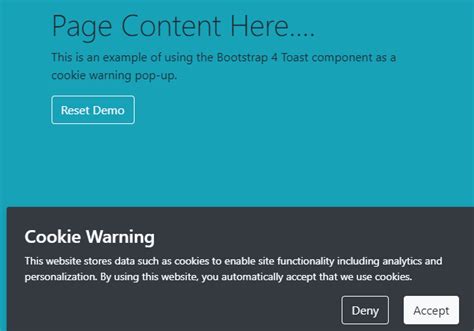 Bootstrap Cookie Consent Examples